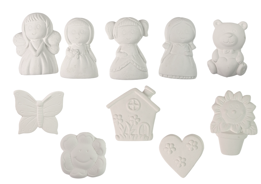 Plaster Casts for Painting Paint Girls Teddy Bear Figures Set | Toys ...