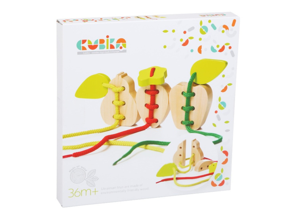 Wooden String Toy Interlaced Fruit Pear Apple Strawberry 14811