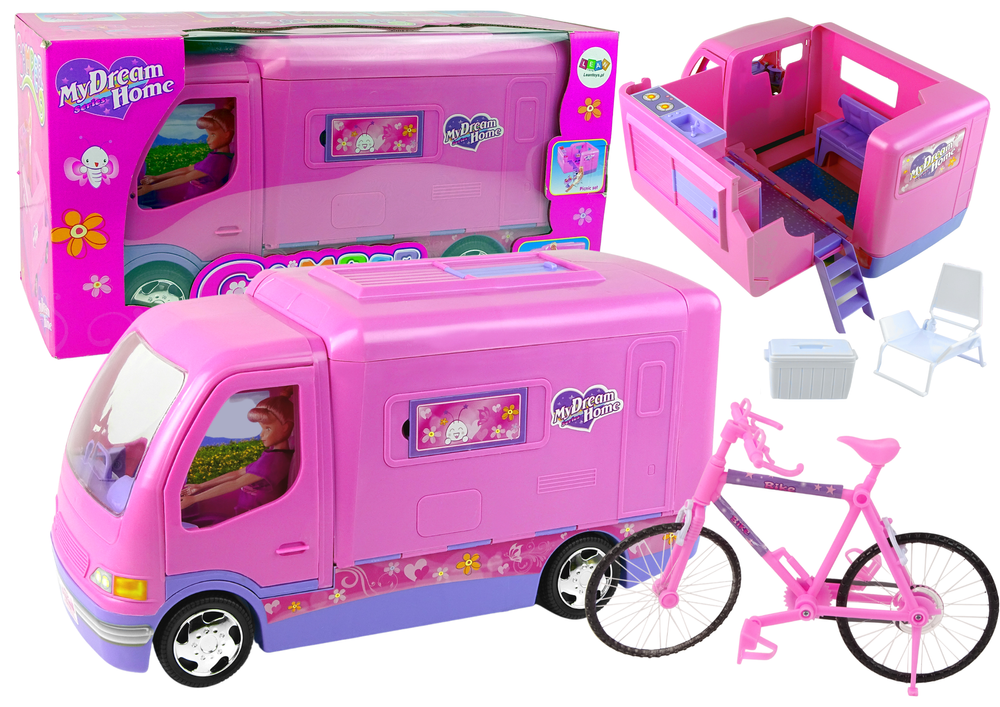 Camper Camping Pink Vehicle For Doll Bike 50 cm | Toys \ Dolls, houses ...