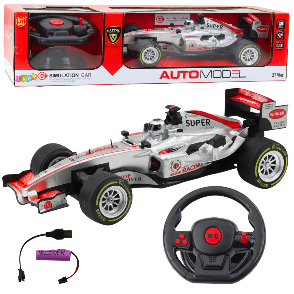 Remote Controlled RC Racer Steering Wheel Lights Sounds 1:12 Silver ...