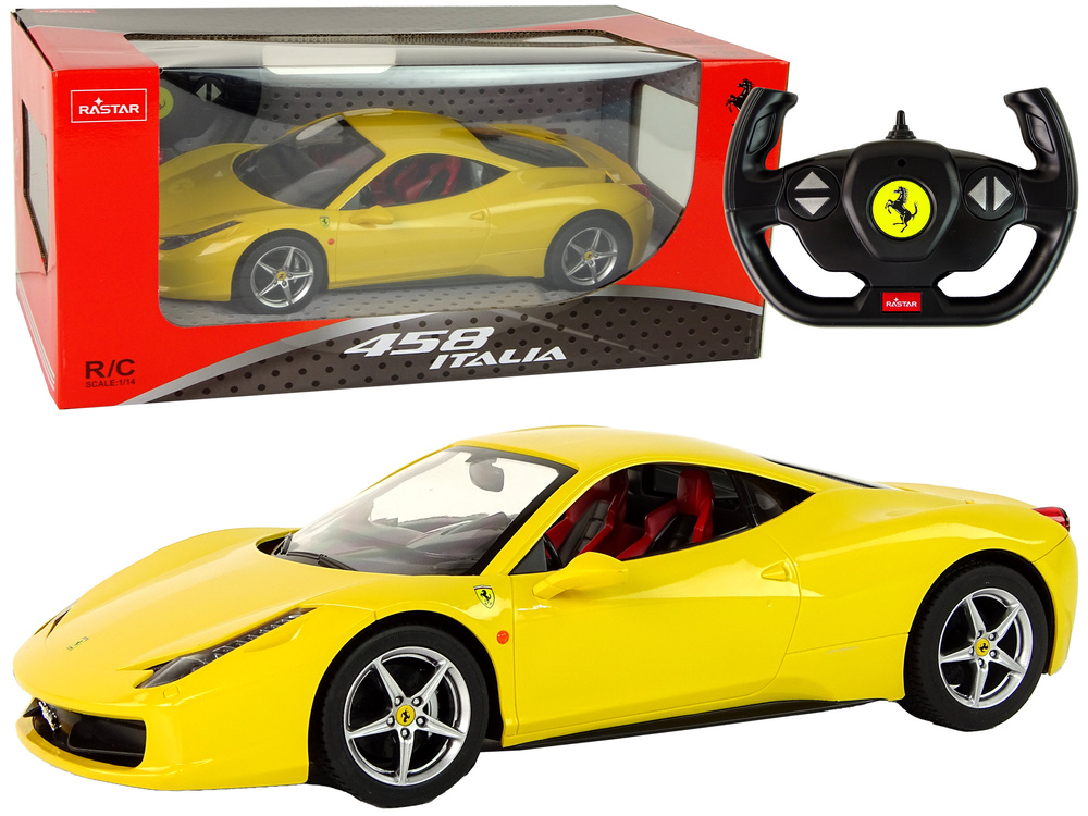 Auto R/C Ferrari Italia Rastar 1:14 Żółte - LeanToys.pl