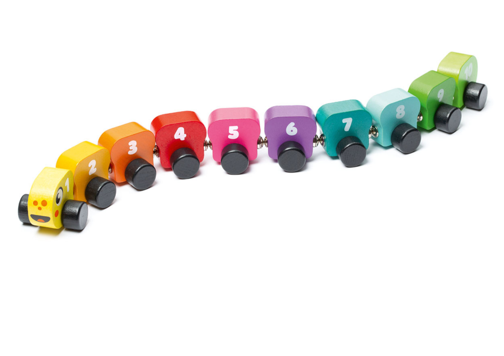 Drewniana Edukacyjna Tęczowa Dżdżownica Nauka Liczb 15399 - LeanToys.pl