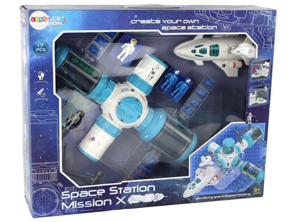 Kosmos Rakieta Stacja Kosmiczna Zestaw Kosmiczny Misja Kosmiczna 17 ele. - LeanToys.pl
