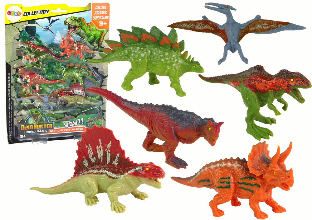 Zestaw Figurki Dinozaury 6 sztuk Kolorowe - LeanToys.pl